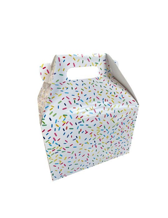 Caja Tipo Box Lunch Mediana Diseño Chispas de Colores